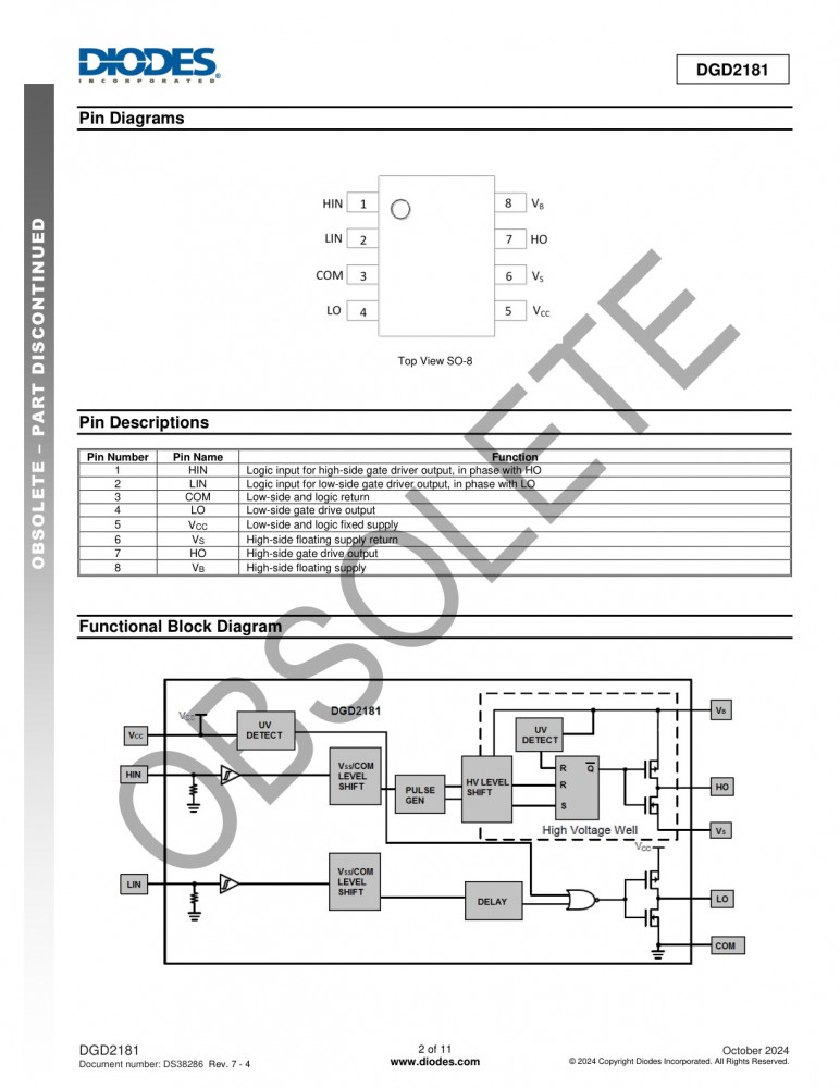 DGD2181S8-13 datasheet page 2