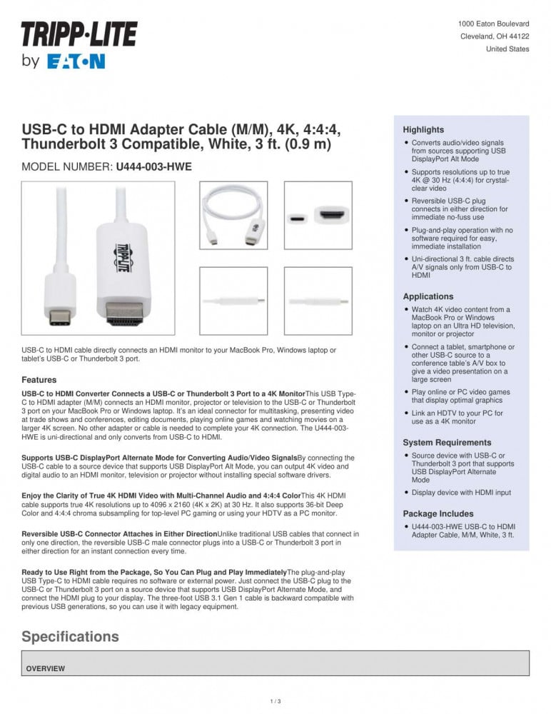 U444-003-HWE technical document page 1