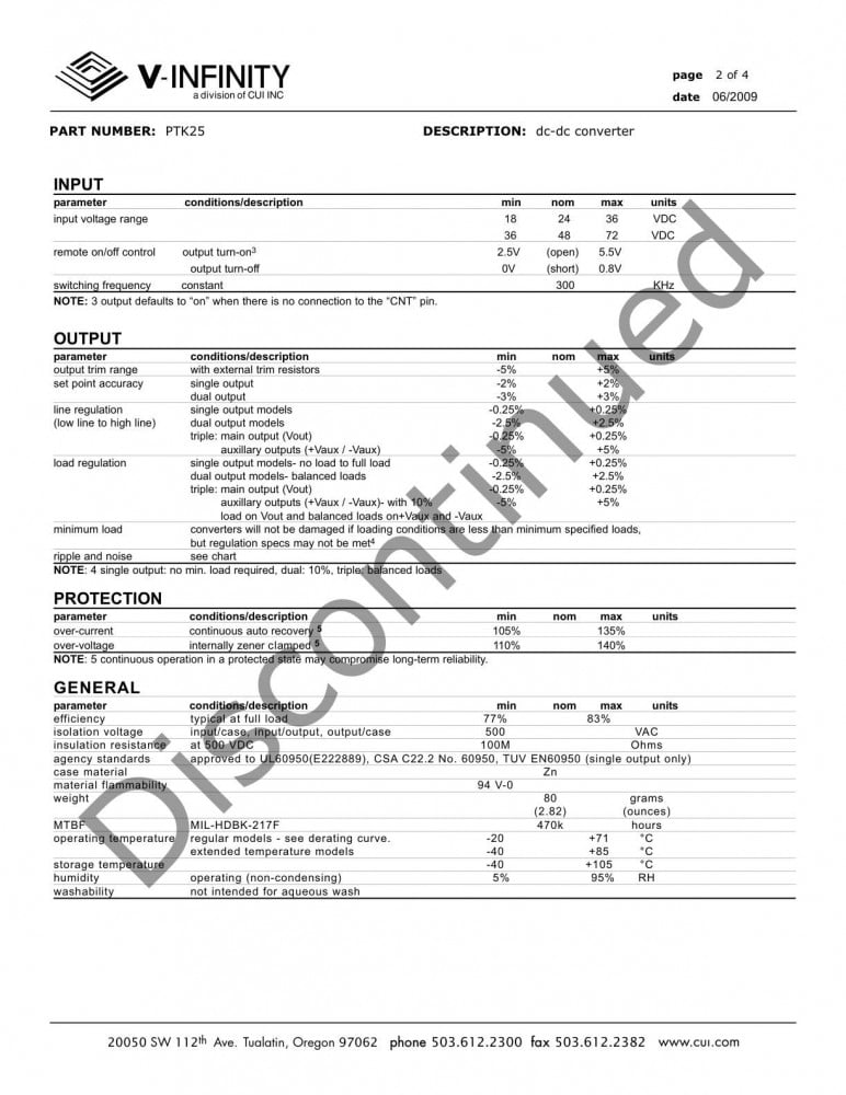 PTK25 datasheet page 2