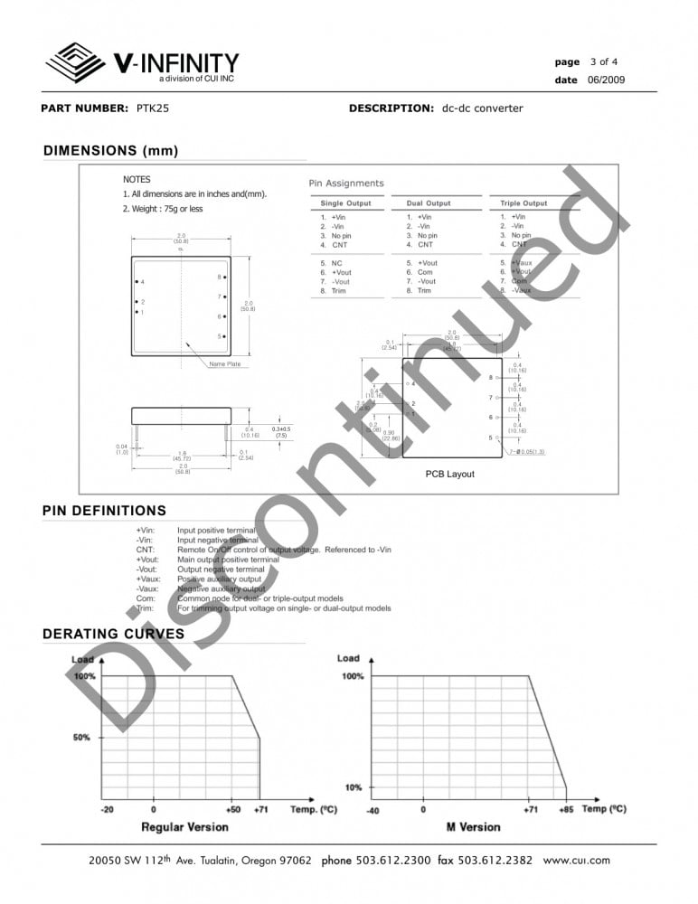 PTK25 datasheet page 3