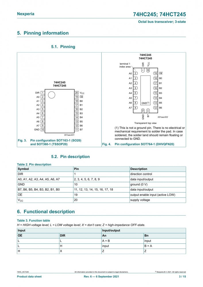 74HC245 datasheet page 3