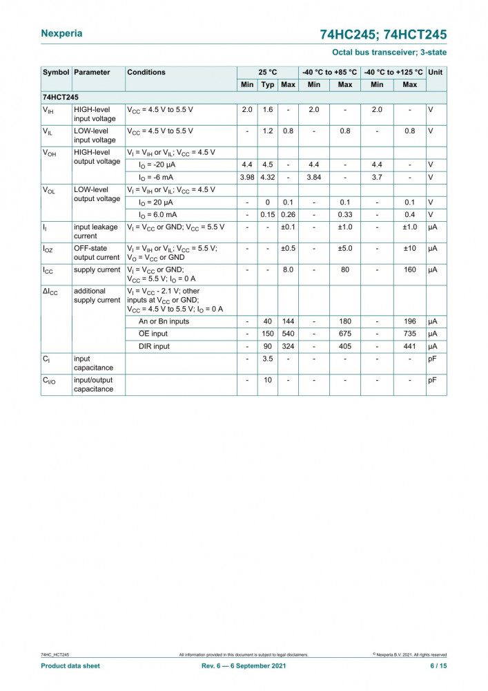 74HC245 datasheet page 6