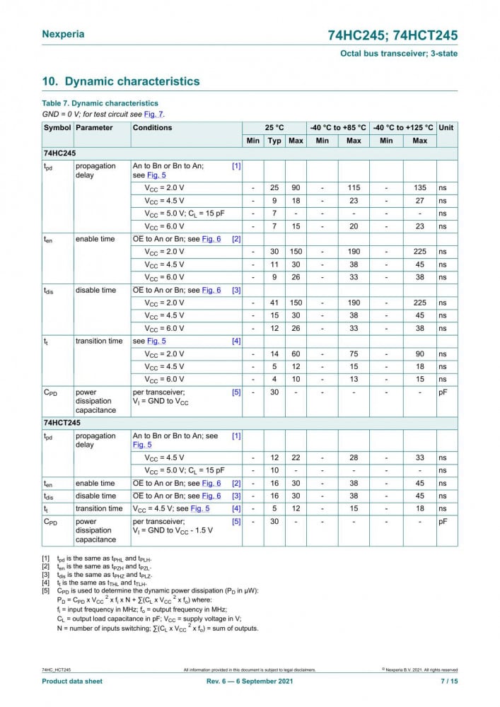 74HC245 datasheet page 7