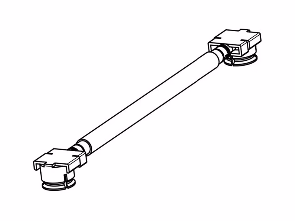 MCRF Right-Angle Plug to MCRF Right-Angle Plug on 1.32mm Cable, 185.00mm Length, 50 Ohms