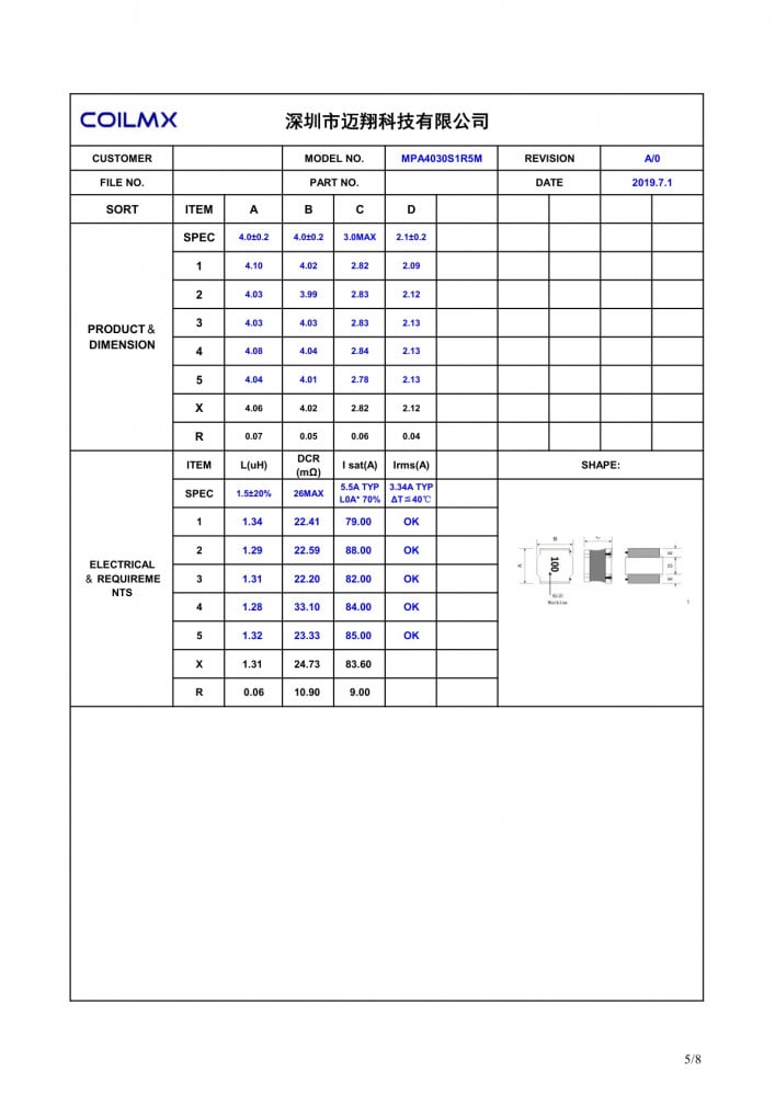 MPA4030S1R5M specification page 5