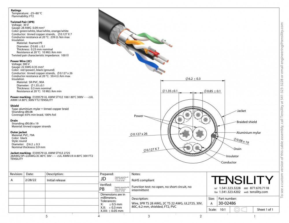 Tensility International 30-02486 cable drawing