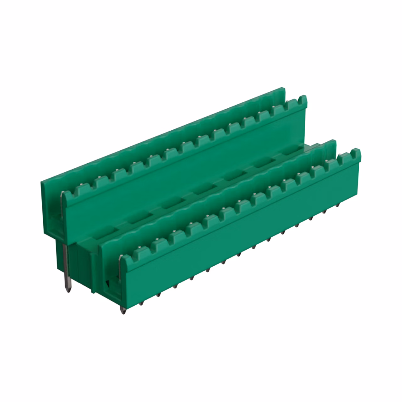 5.00mm Pitch Eurostyle Vertical Dual Level PCB Header, Open Ends, Green Housing, 30 Circuits for sale