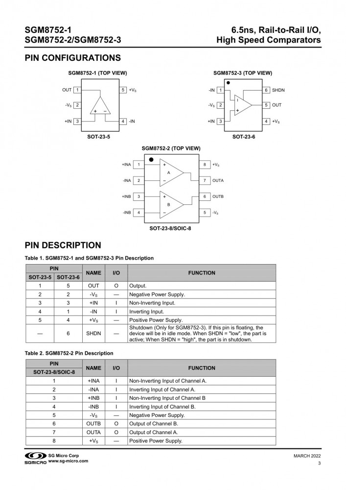 SGM8752-1 datasheet preview, page 3