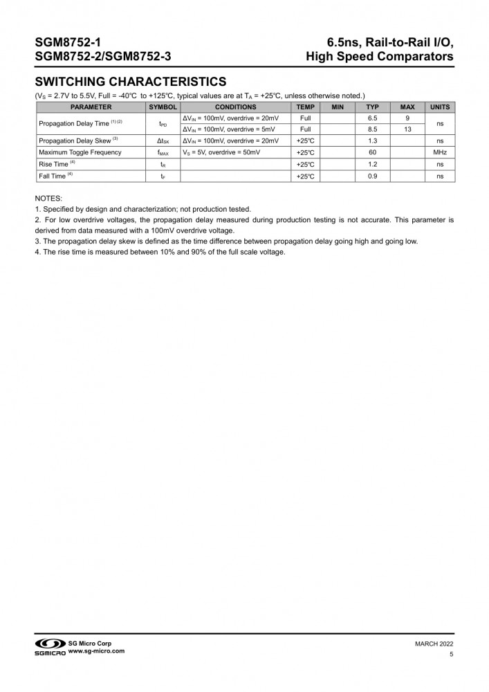 SGM8752-1 datasheet preview, page 5