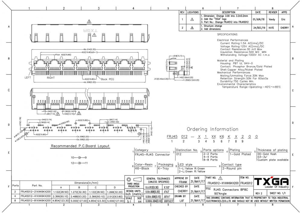 FRJ45012-1103K6K1200 technical document page 2