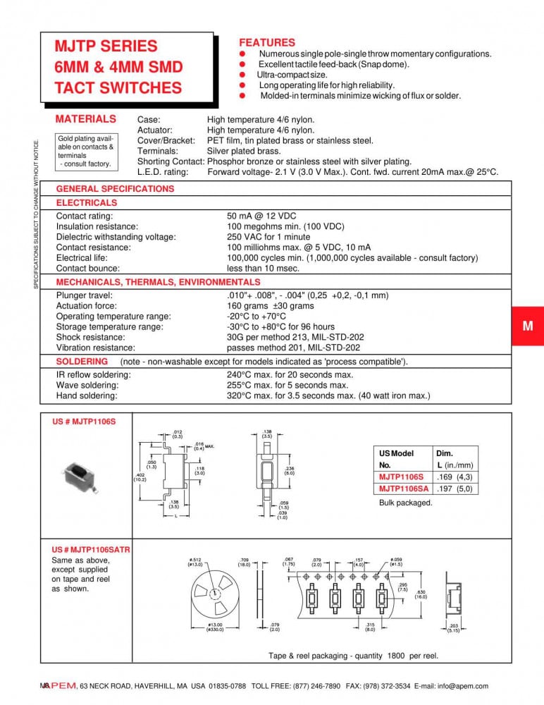 MJTP series datasheet page 1