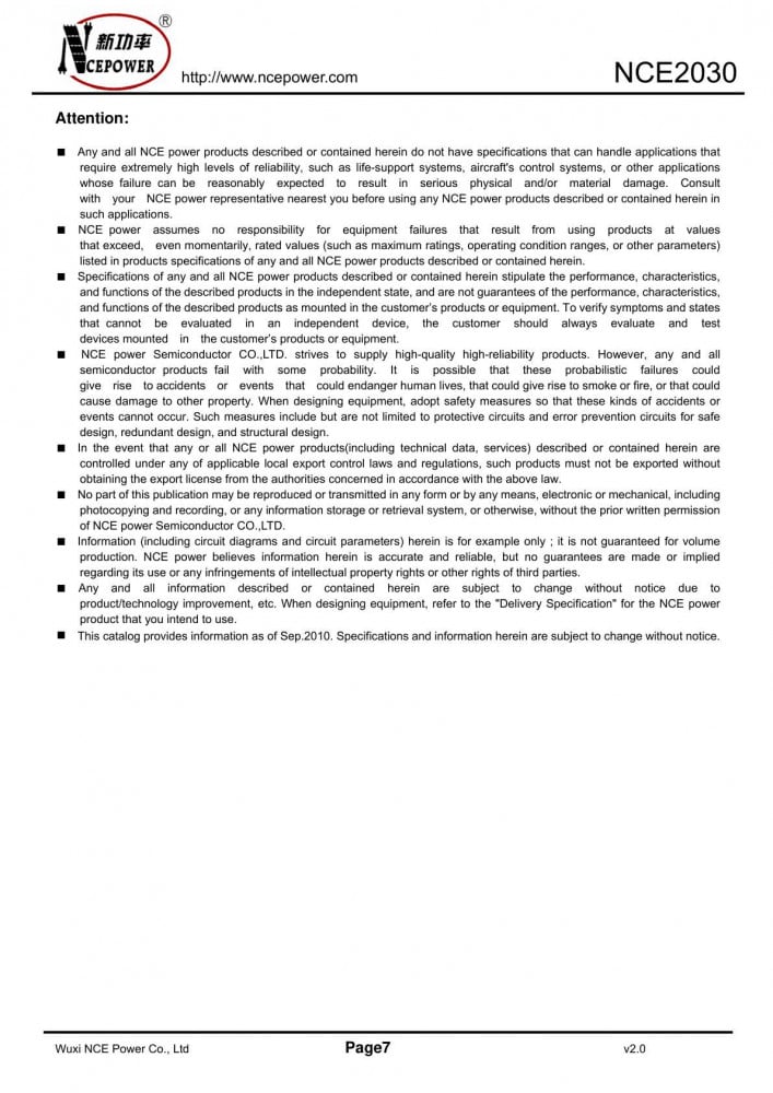 NCE2030 datasheet page 7