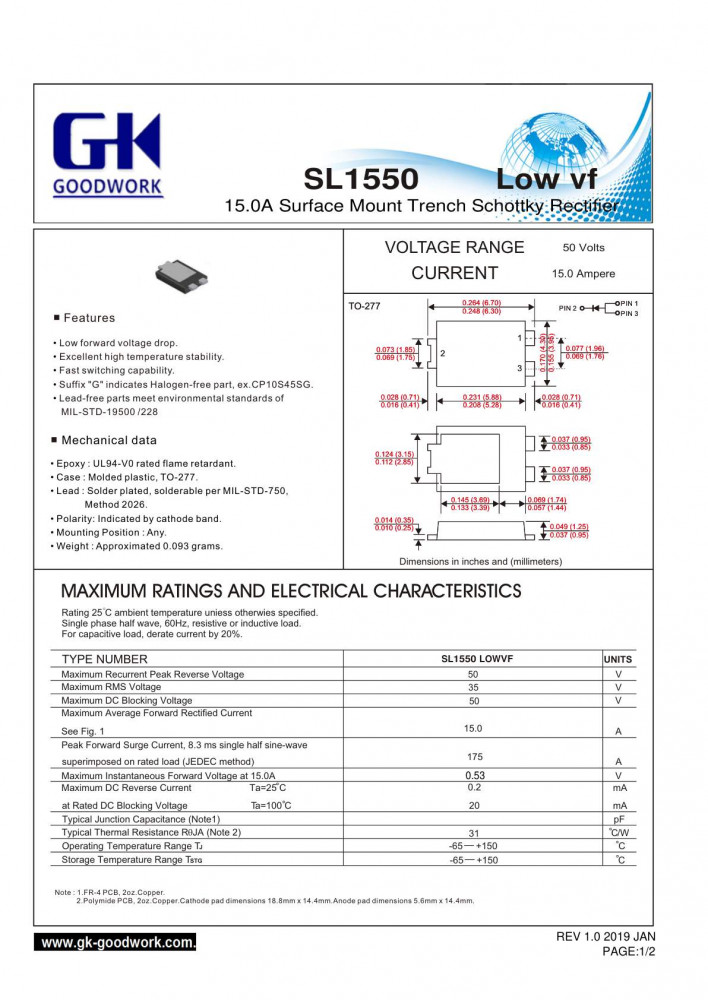 SL1550 datasheet page 1