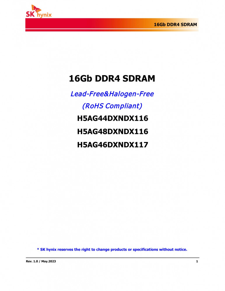 H5AG46DXNDX117N datasheet page 1