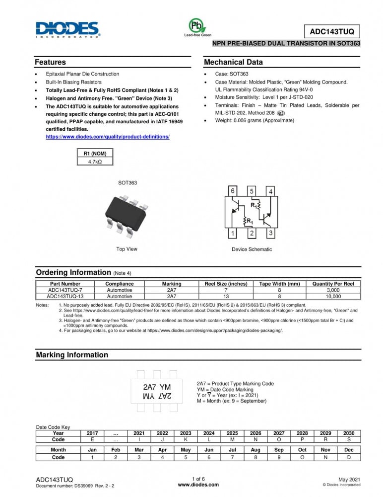 ADC143TUQ-7 datasheet page 1