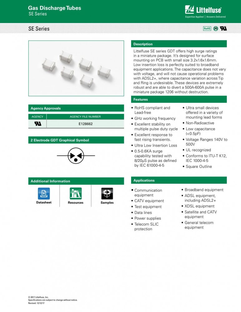 Littelfuse SE140 datasheet page 1
