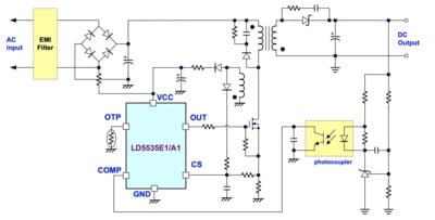 Green-Mode PWM Controller with HV Start-Up Circuit and Soft Start time Adjustment