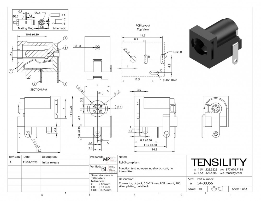 Tensility International 54-00356 datasheet page 1