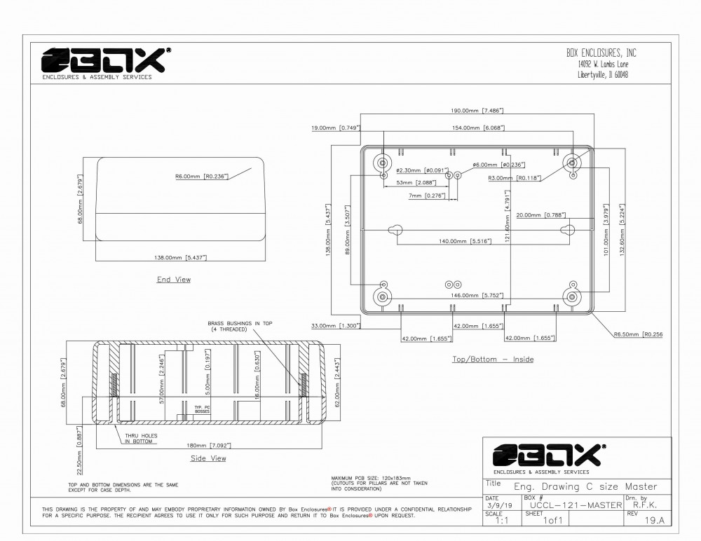 UCCL-121 enclosure engineering drawing