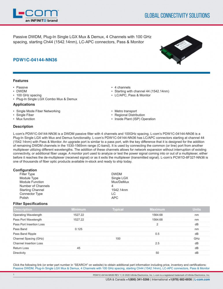 PDW1C-04144-NN36 product documentation page 1