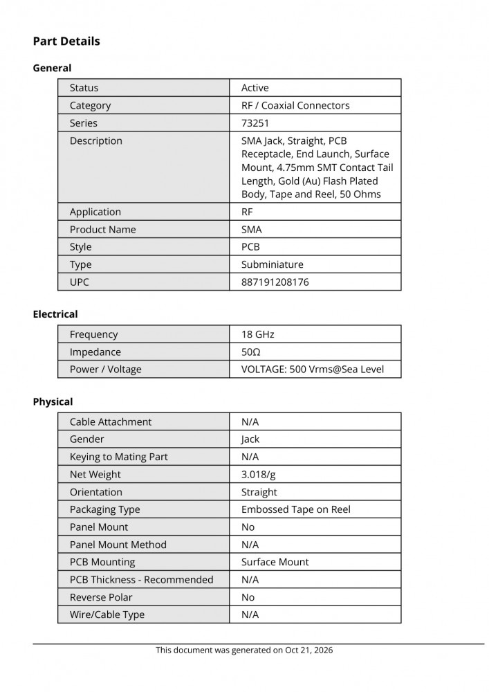 Technical document image 2 for MOLEX 732511143