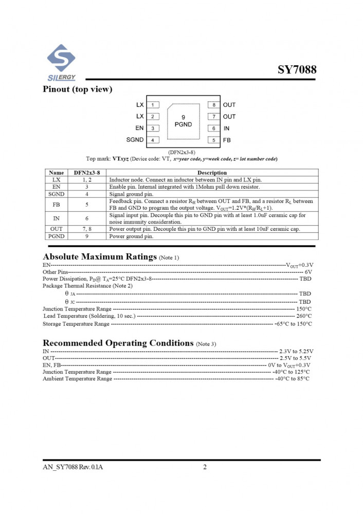 SY7088DGC datasheet page 2