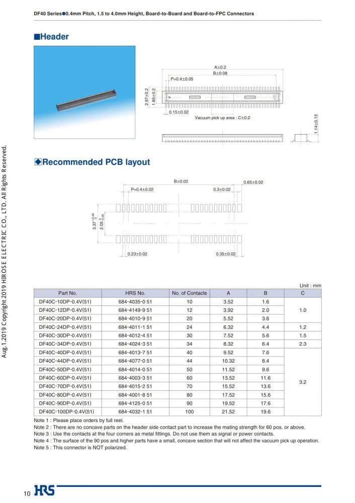 HRS DF40 series datasheet page 10