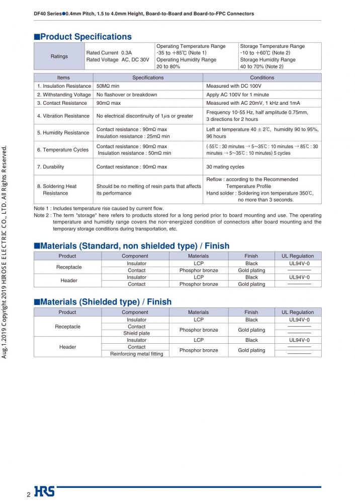 HRS DF40 series datasheet page 2
