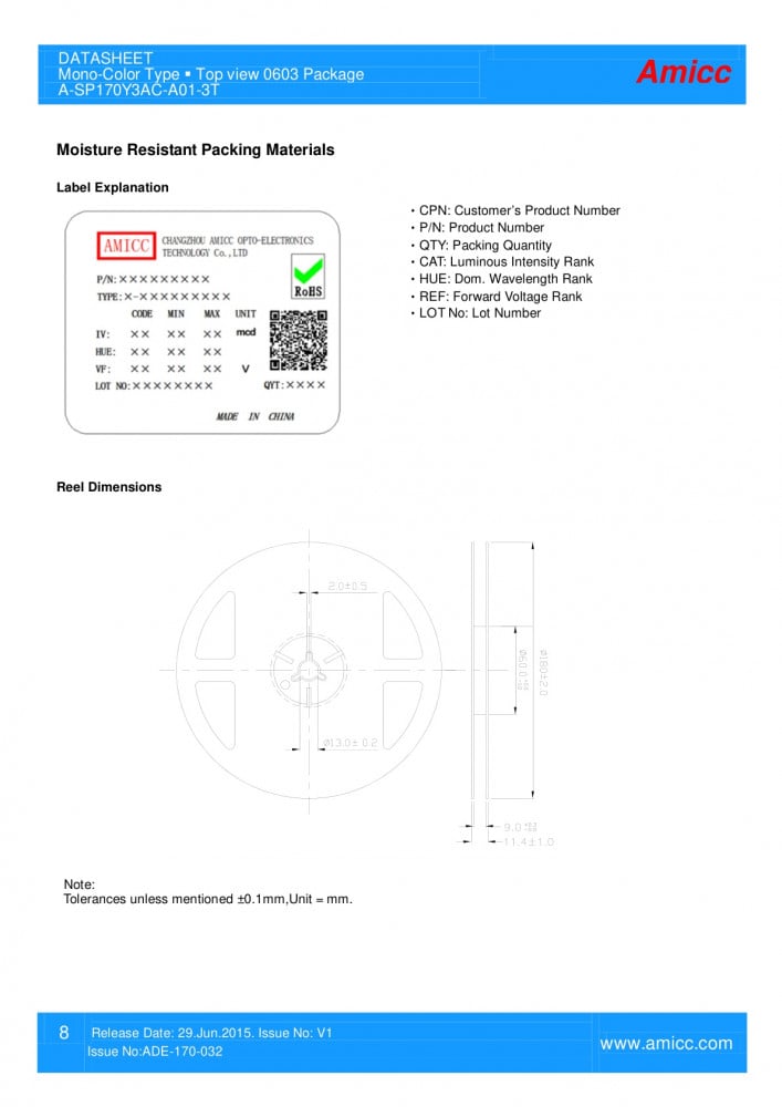 A-SP170Y3AC-A01-3T datasheet page 8