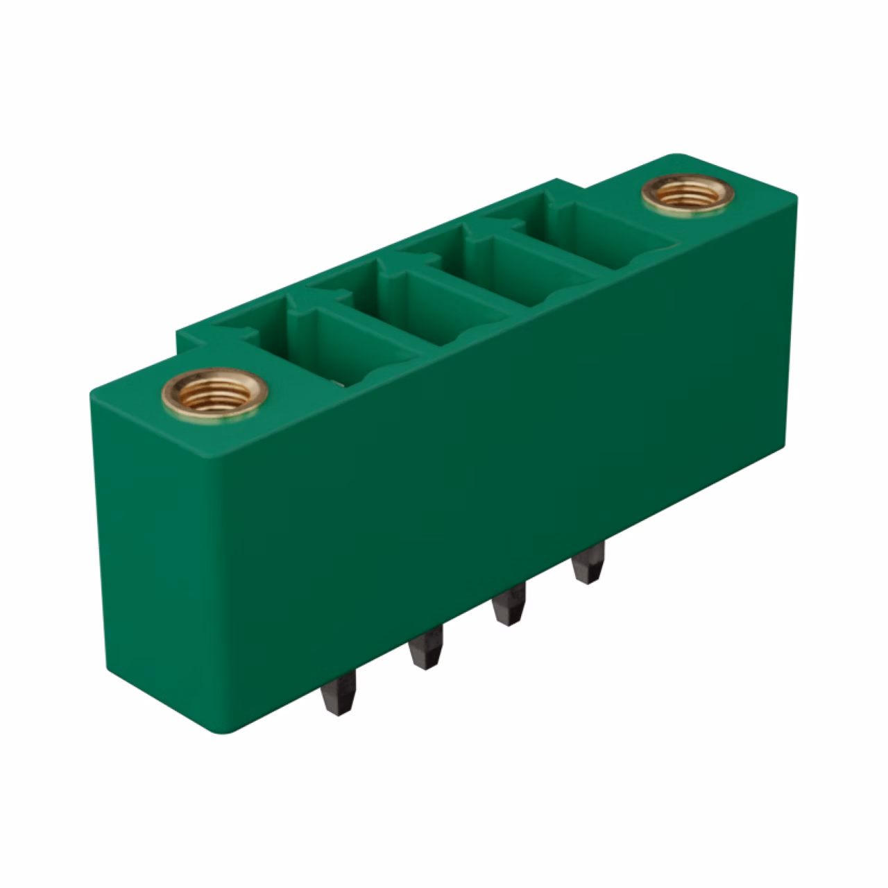 3.81mm Pitch Eurostyle Vertical PCB Header, with Threaded Retention Inserts, Green Housing, 4 Circuits for sale