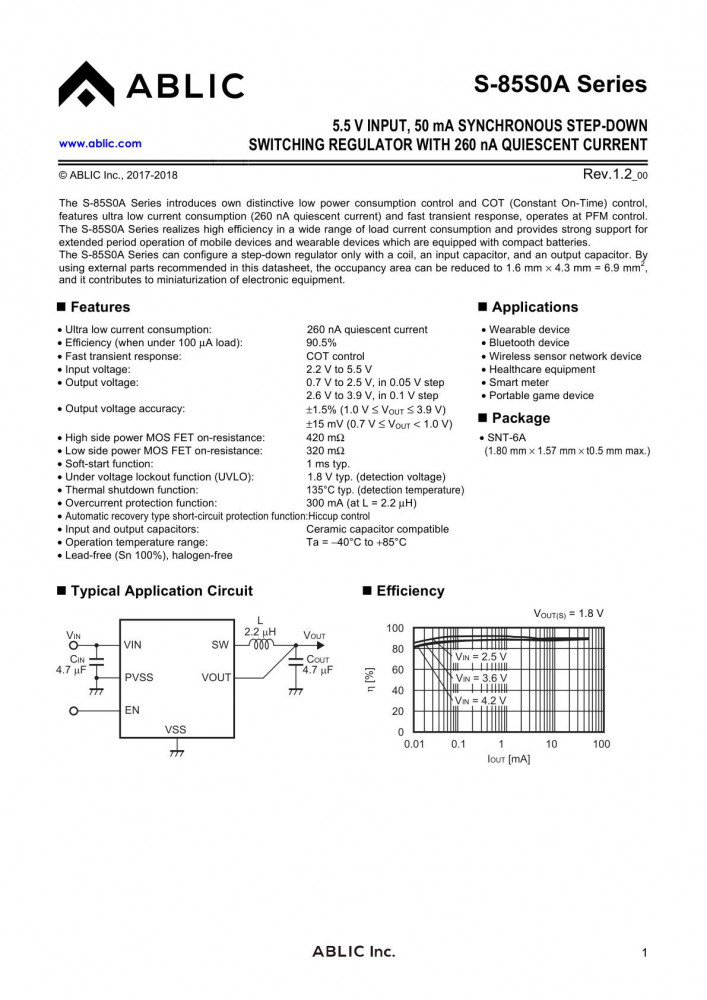 S-85S0AB18-I6T1U datasheet page 1