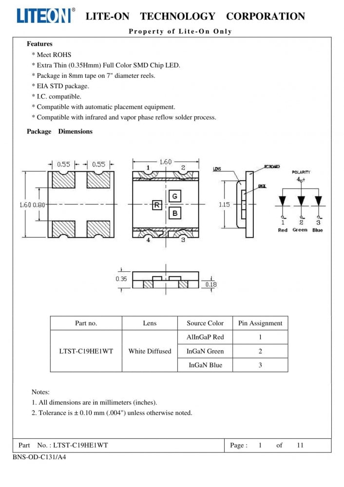 LTST-C19HE1WT datasheet page 2