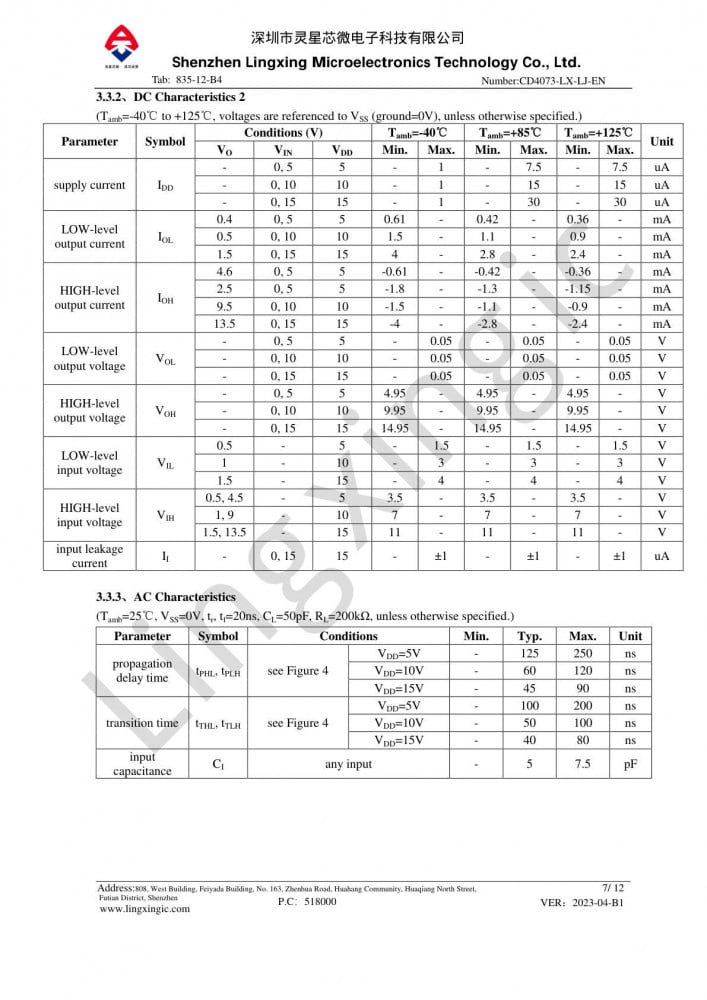 CD4073BE(LX) datasheet page 7