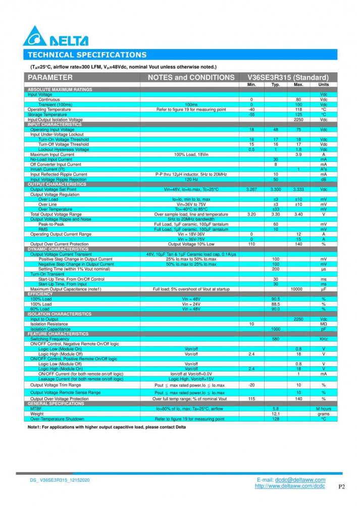 V36SE3R315NRFA datasheet page 2
