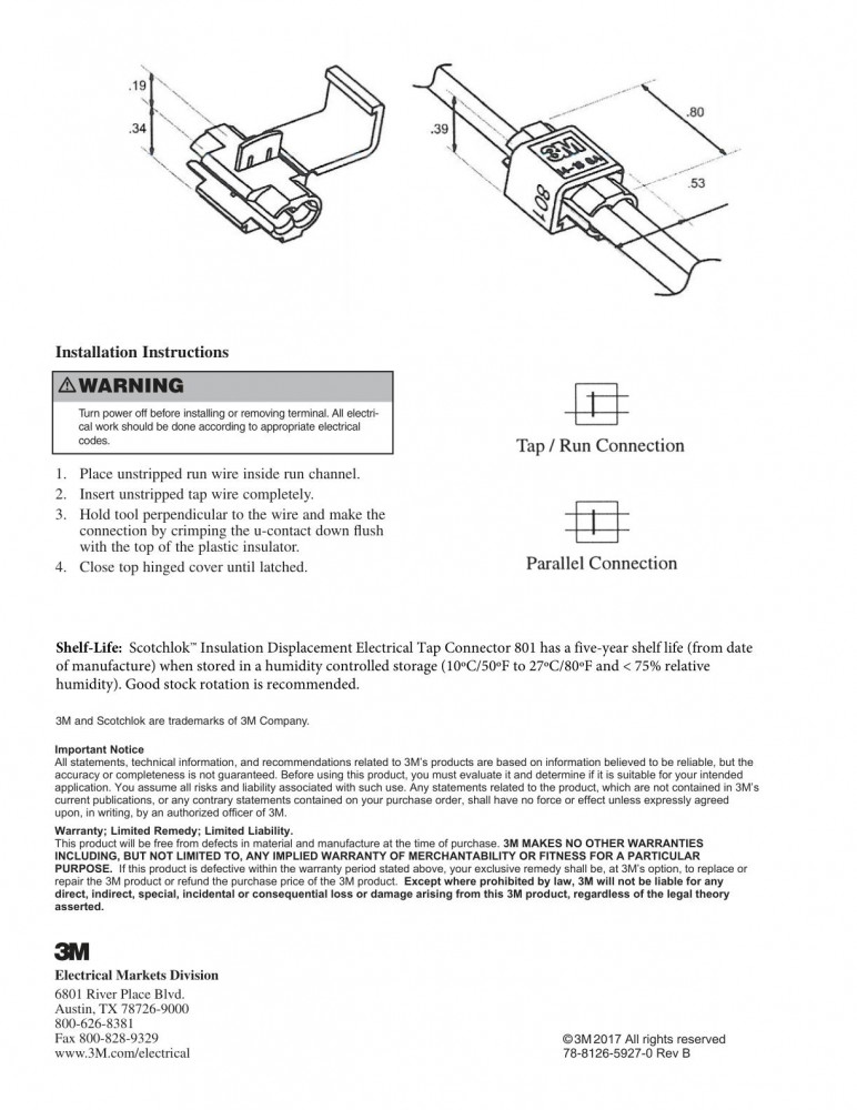 3M Scotchlok 801-BULK technical datasheet page 2