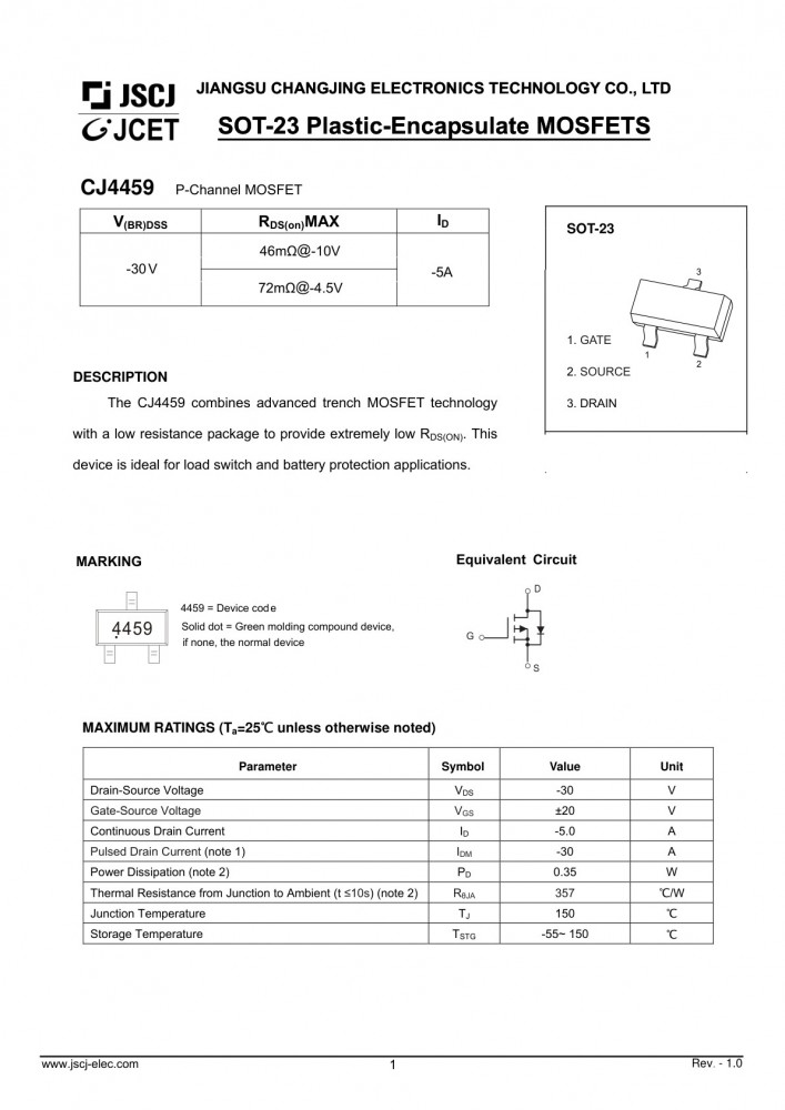 CJ4459 datasheet page 1