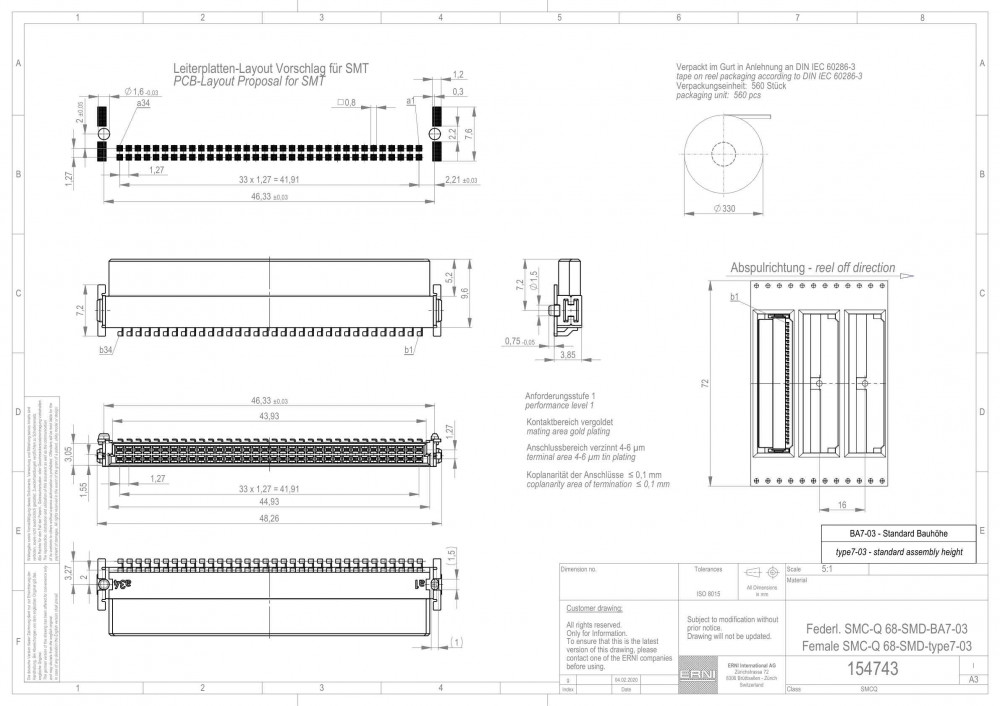 TE Connectivity 154743-E technical drawing