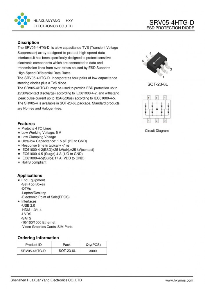 SRV05-4HTG-D-HXY datasheet page 1