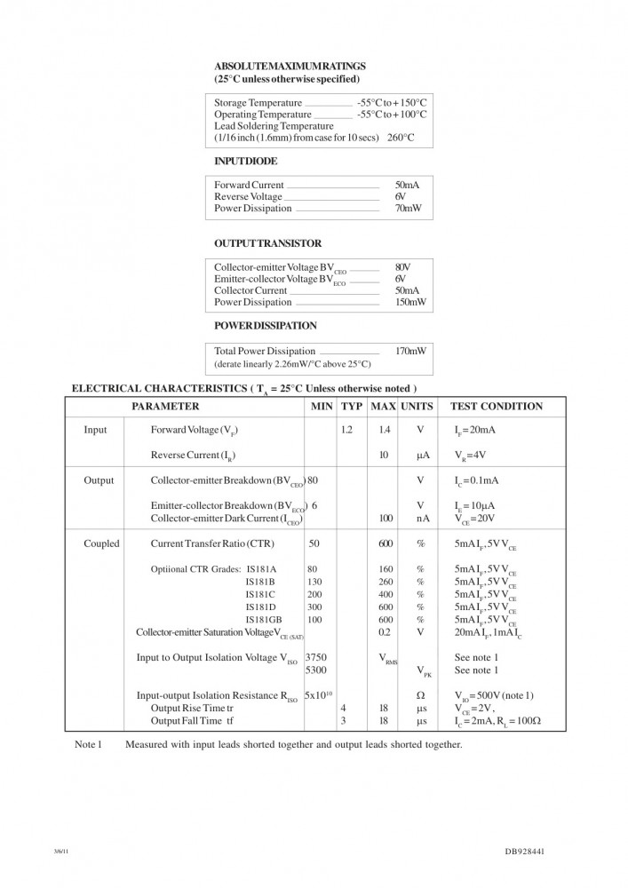 IS181GB technical document page 2