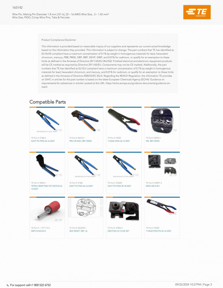 TE Connectivity 165142 technical document page 3