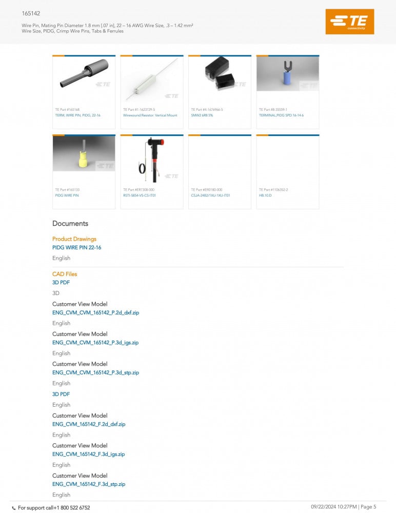 TE Connectivity 165142 technical document page 5
