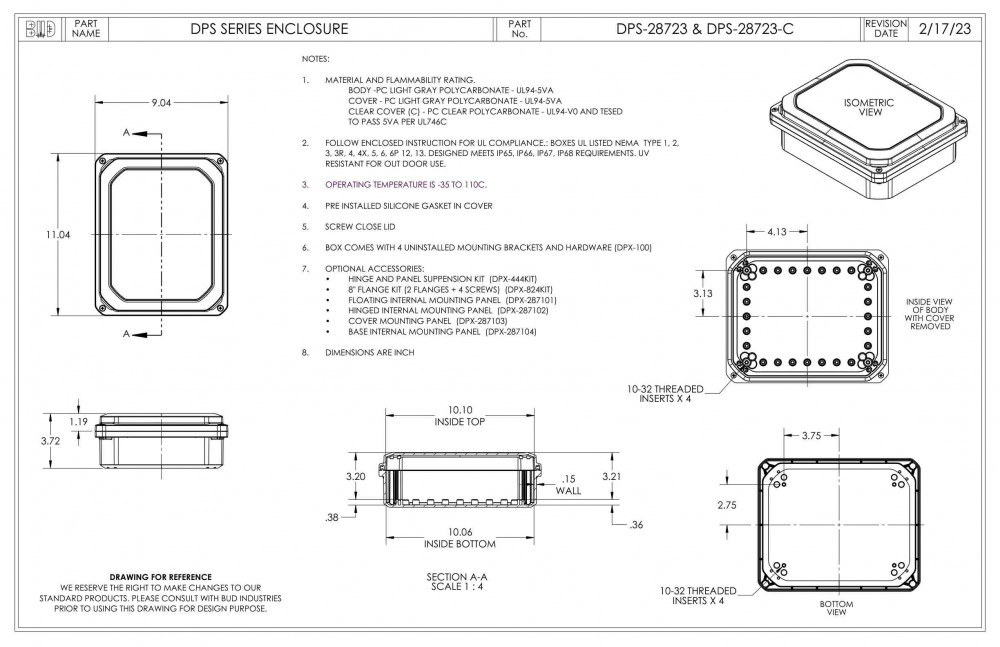 Bud Industries DPS-28723-C reference drawing