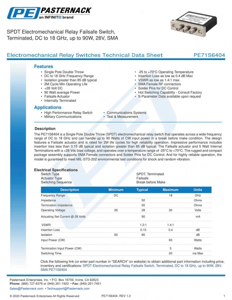 PE71S6404 technical document page 1