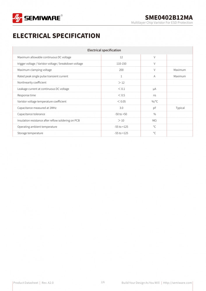 SME0402B12MA datasheet page 2