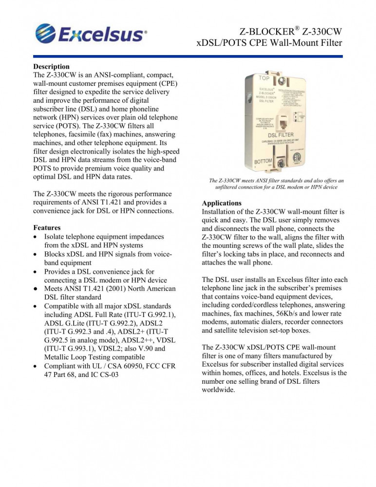 Z-330CW technical document page 1