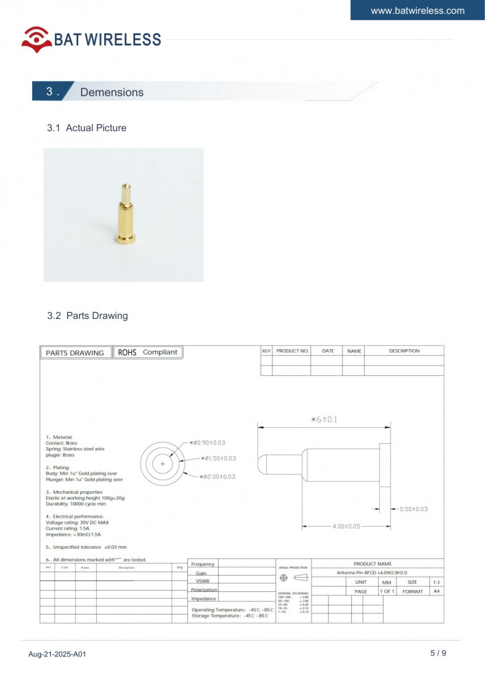 BWCD-L6.0W2.0H2.0 datasheet page 5