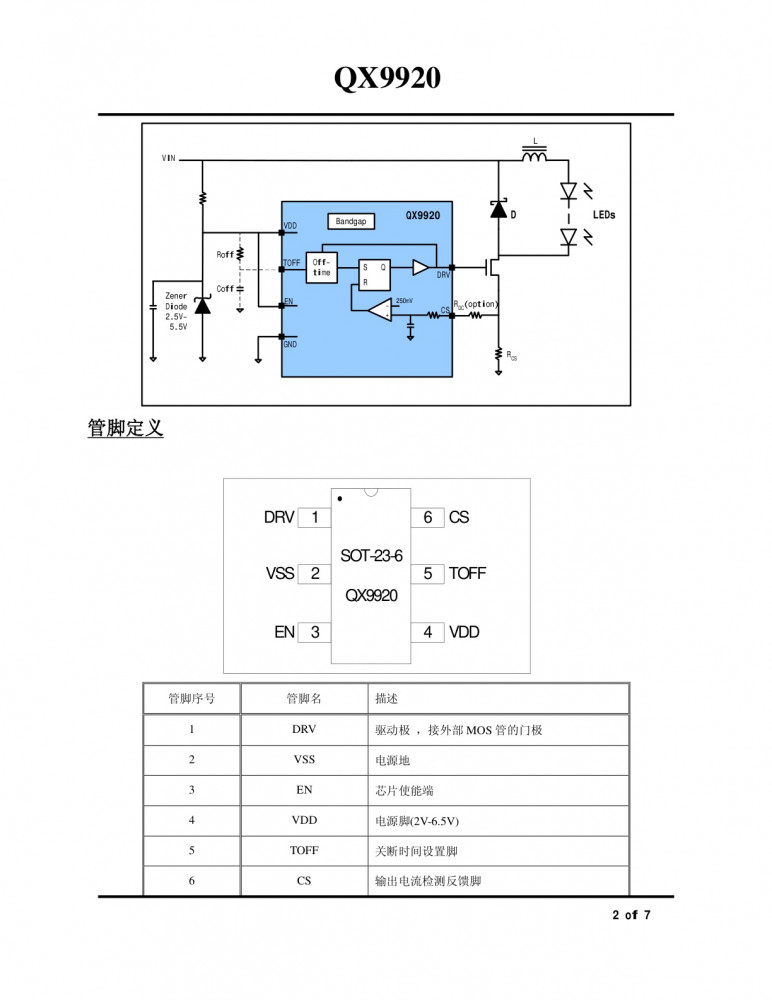 QX9920 datasheet page 2
