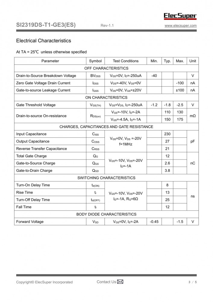 SI2319DS-T1-GE3(ES) datasheet page 3