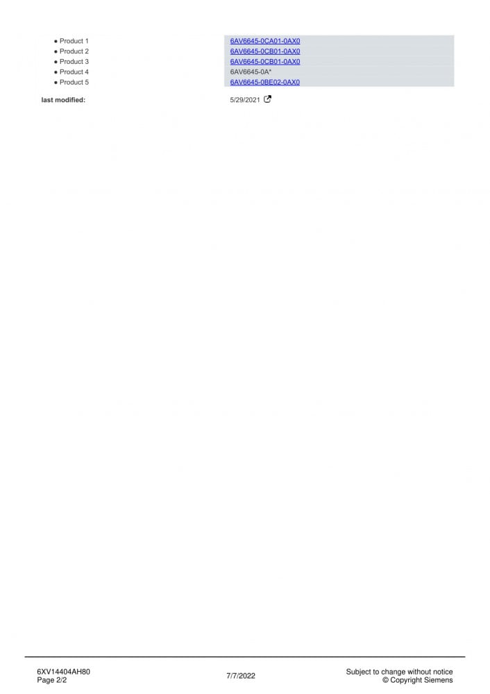 SIEMENS 6XV14404AH80 datasheet page 2