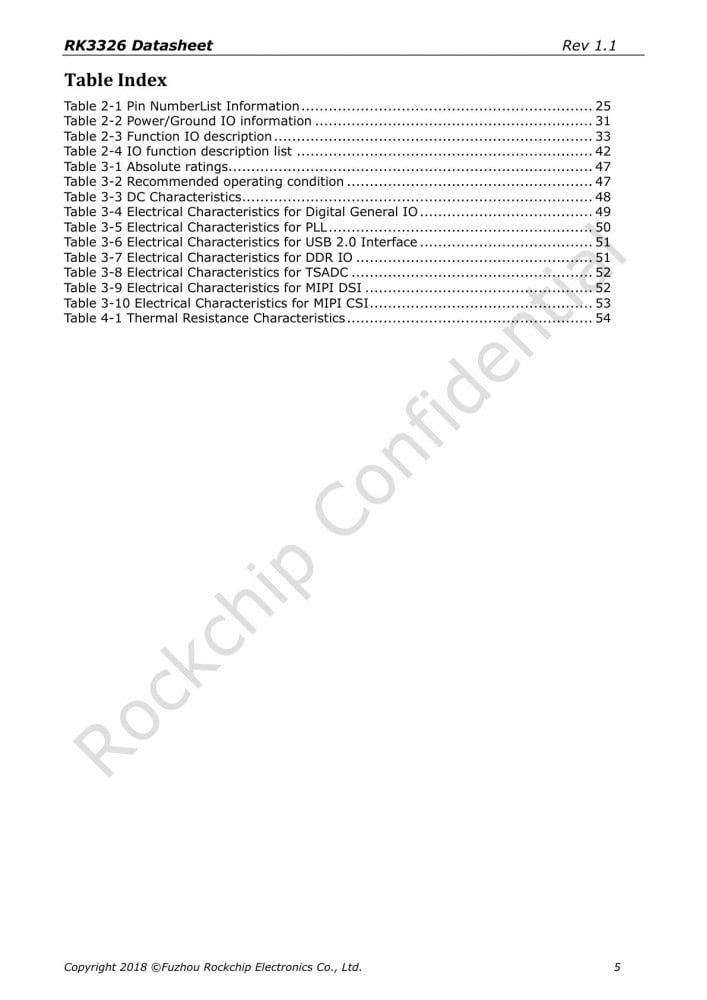 RK3326 datasheet page 5